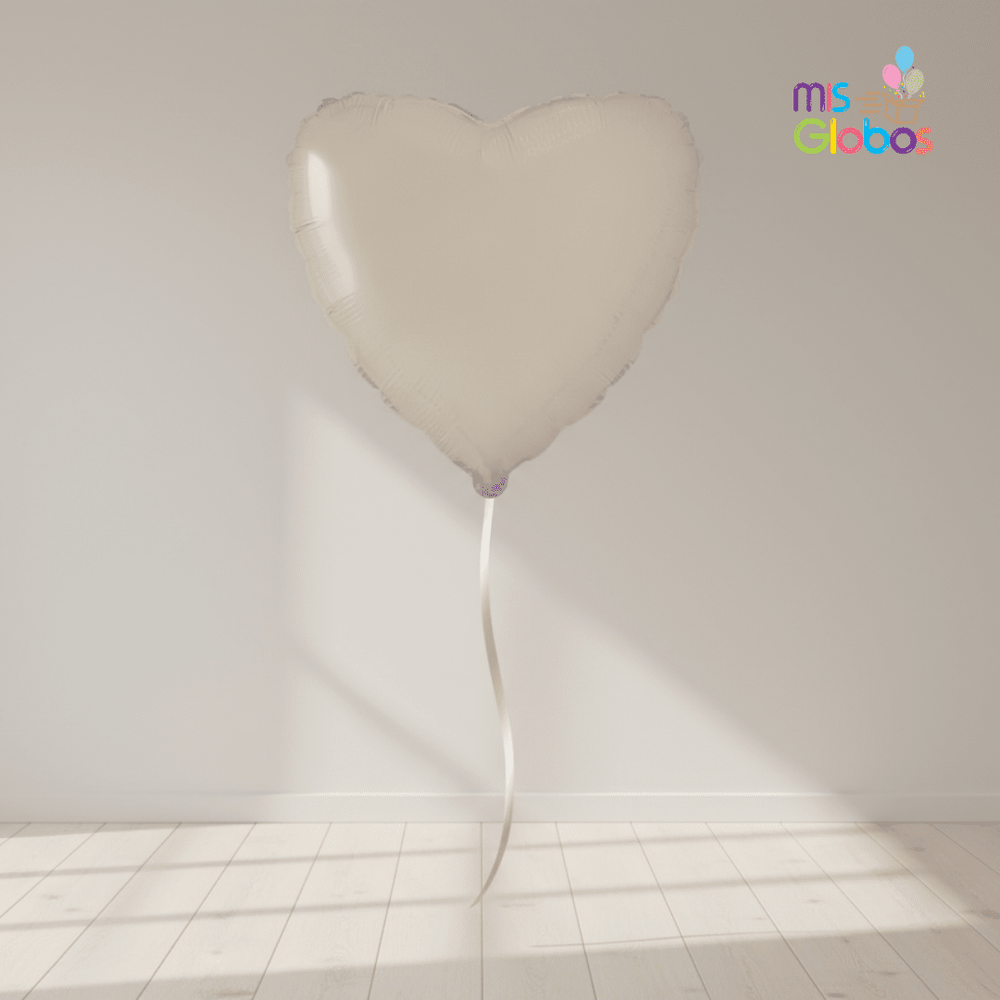 Globo Mylar Corazón Crema 45 Cm