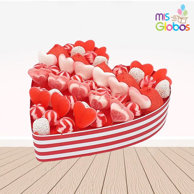 Corazón de chuches de colores