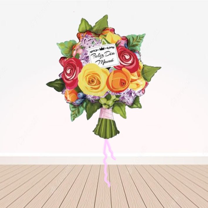 Globo Forma Ramo De Flores Feliz Día Mamá